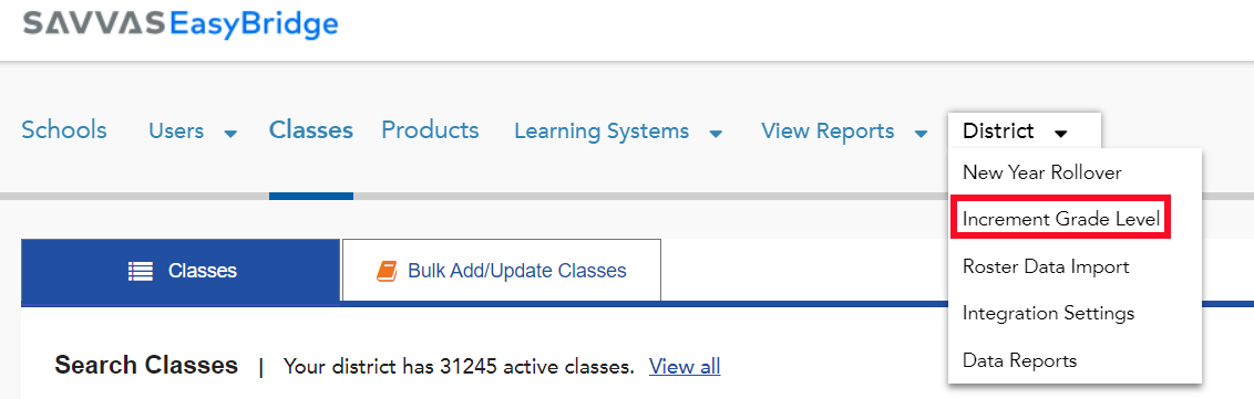 Increment Grade Level