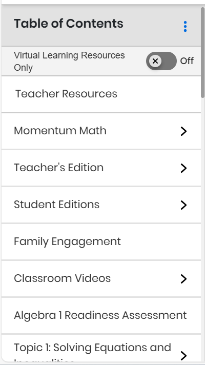 Navigate a Program Table of Contents